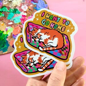 Orange Cat Sticker Funny Kitty Decal Tabby Cat Humor Unhinged Sticker ...
