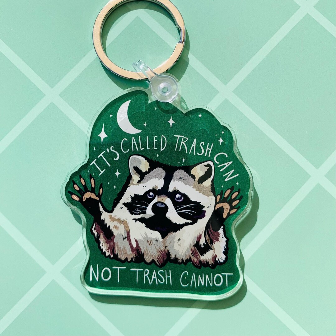 Raccoon Keychain Funny Motivational Key Ring Unhinged Stuff Weird Gift ...