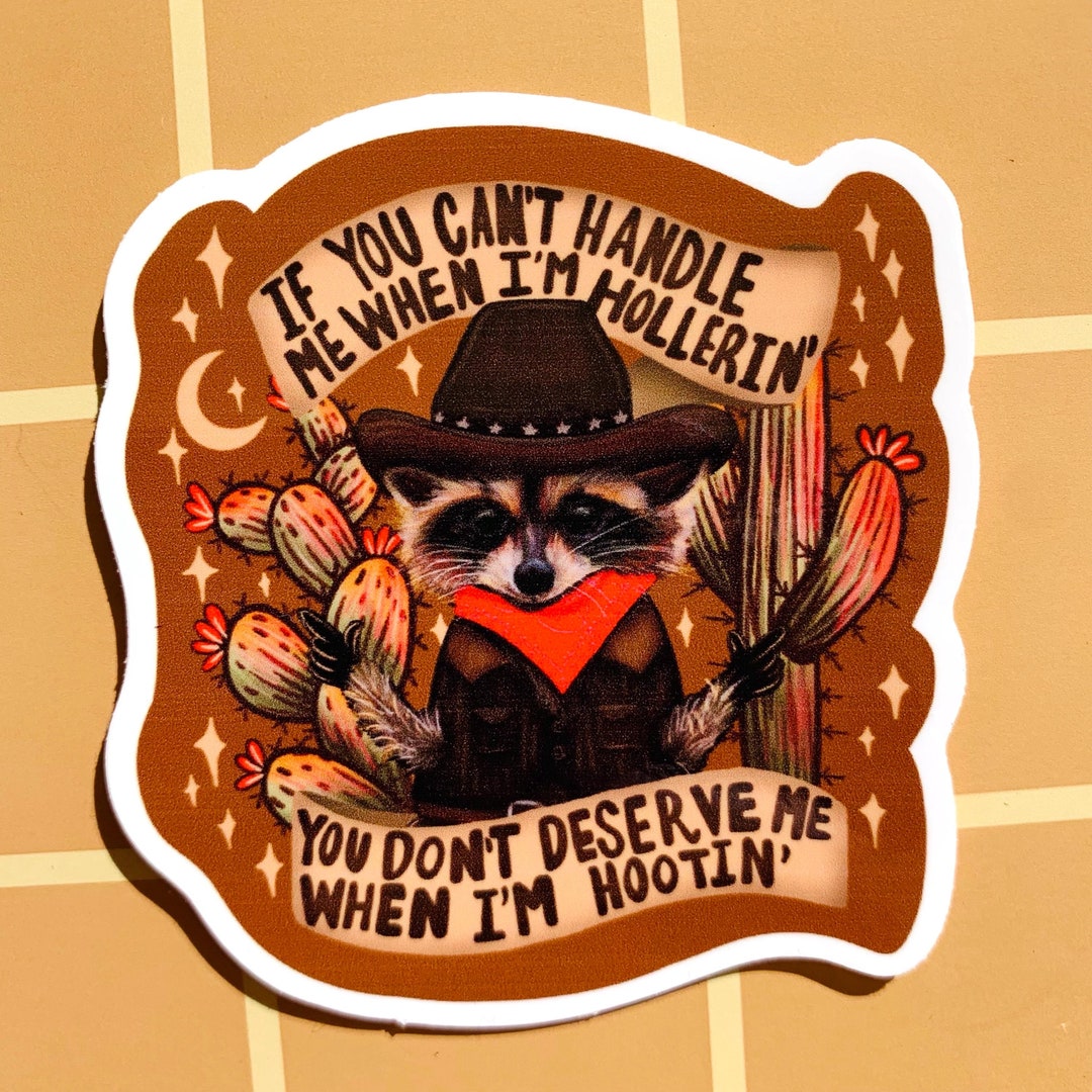 Cowboy Raccoon Sticker Texas Decal Trendy Kindle MacBook Skateboard Car ...