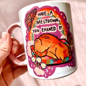 Funny Cat Mug Cat Themed Gift Unhinged Mental Health Mug Cute Gift for ...