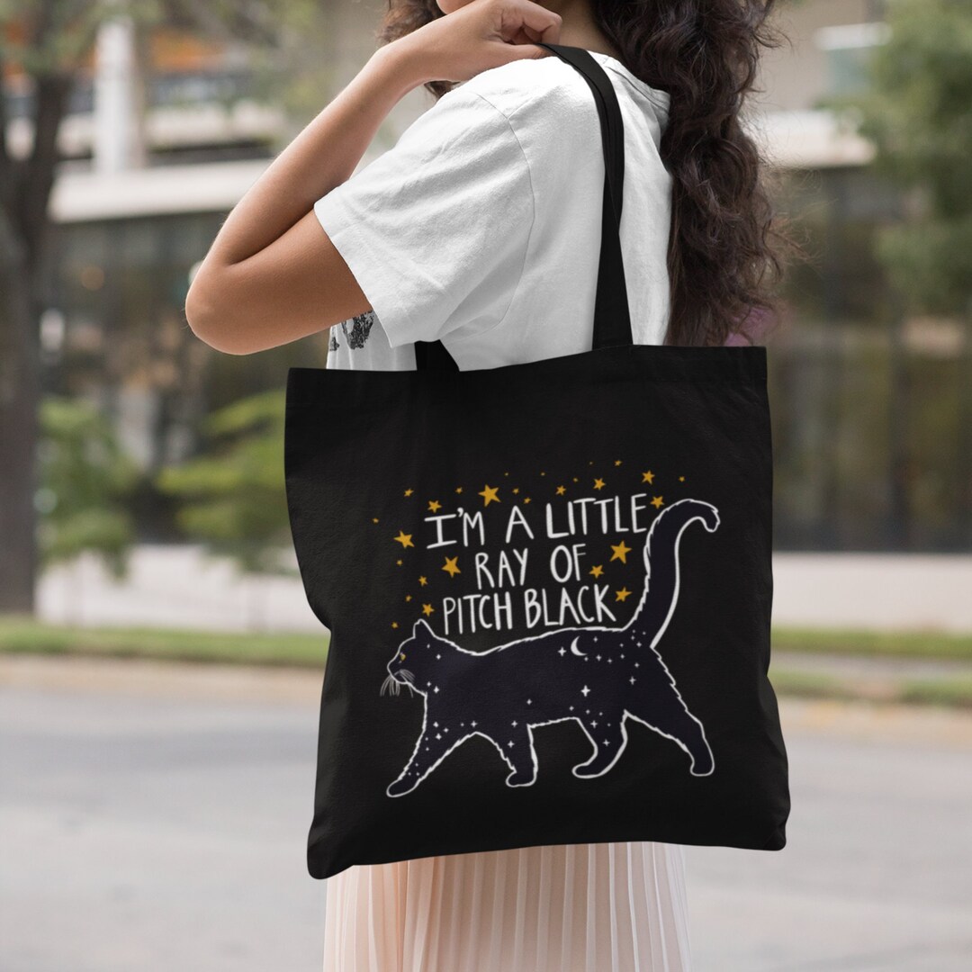 Black Cat Tote Bag Funny Cat Themed Gift Work Tote Nurse Reusable ...
