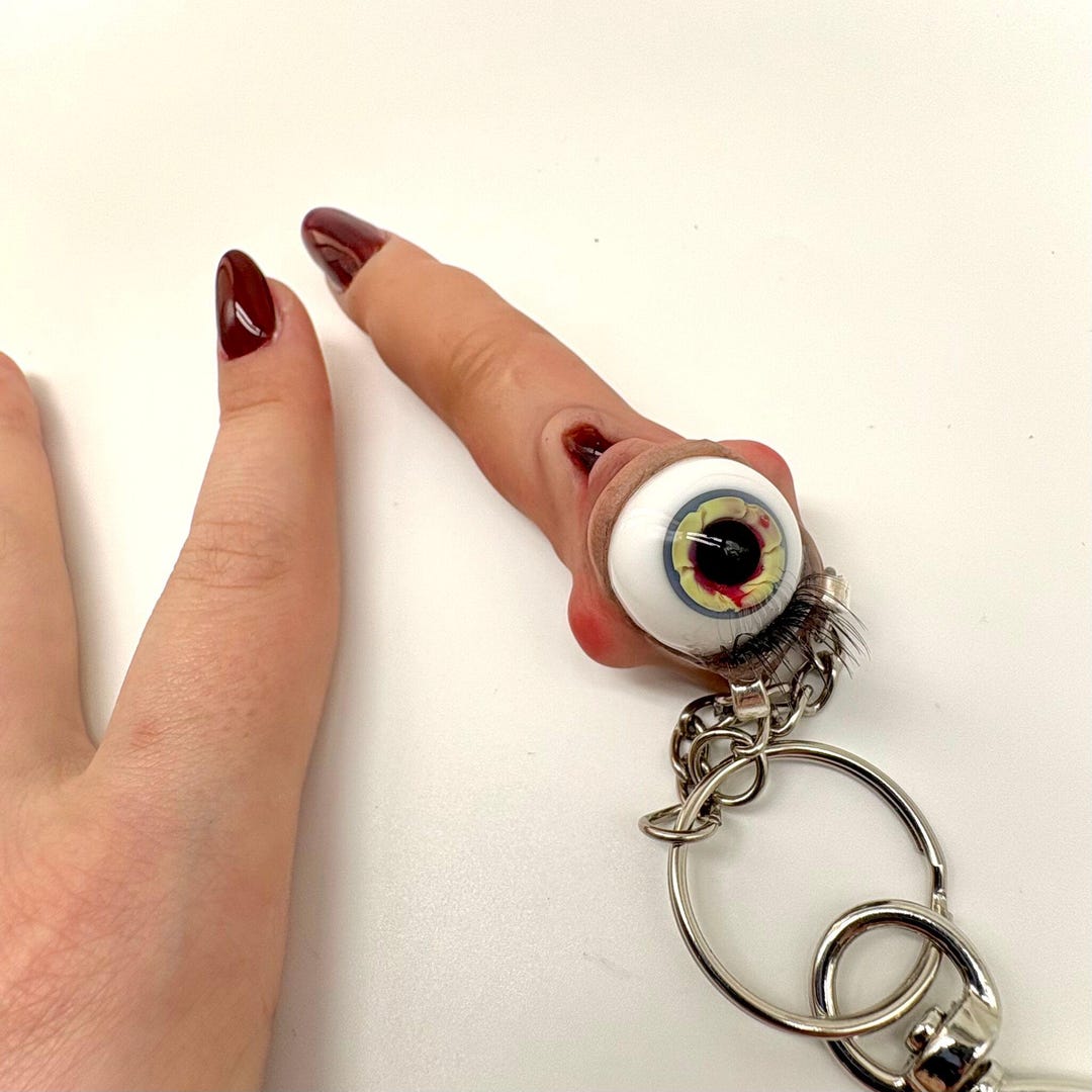 Polymer Clay Finger Keychain – Handmade Eyeball Charm – Surreal Creepy ...