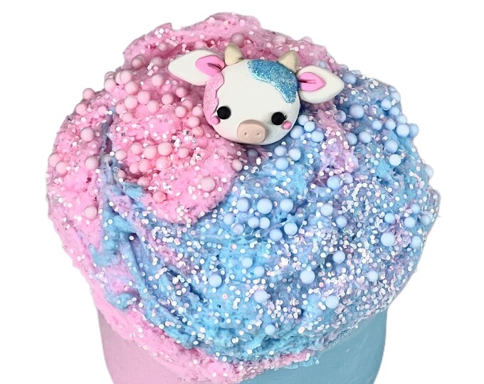 Kawaii Cow Cotton Candy Scented Cloud/floam Slime W/ Pastel Glitter ...