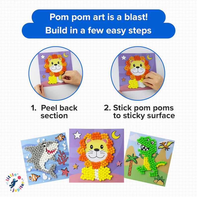 DIY Pom Pom Art - Makes 3 Art Pieces -boy & Girl Crafts for Kids Age 3 ...