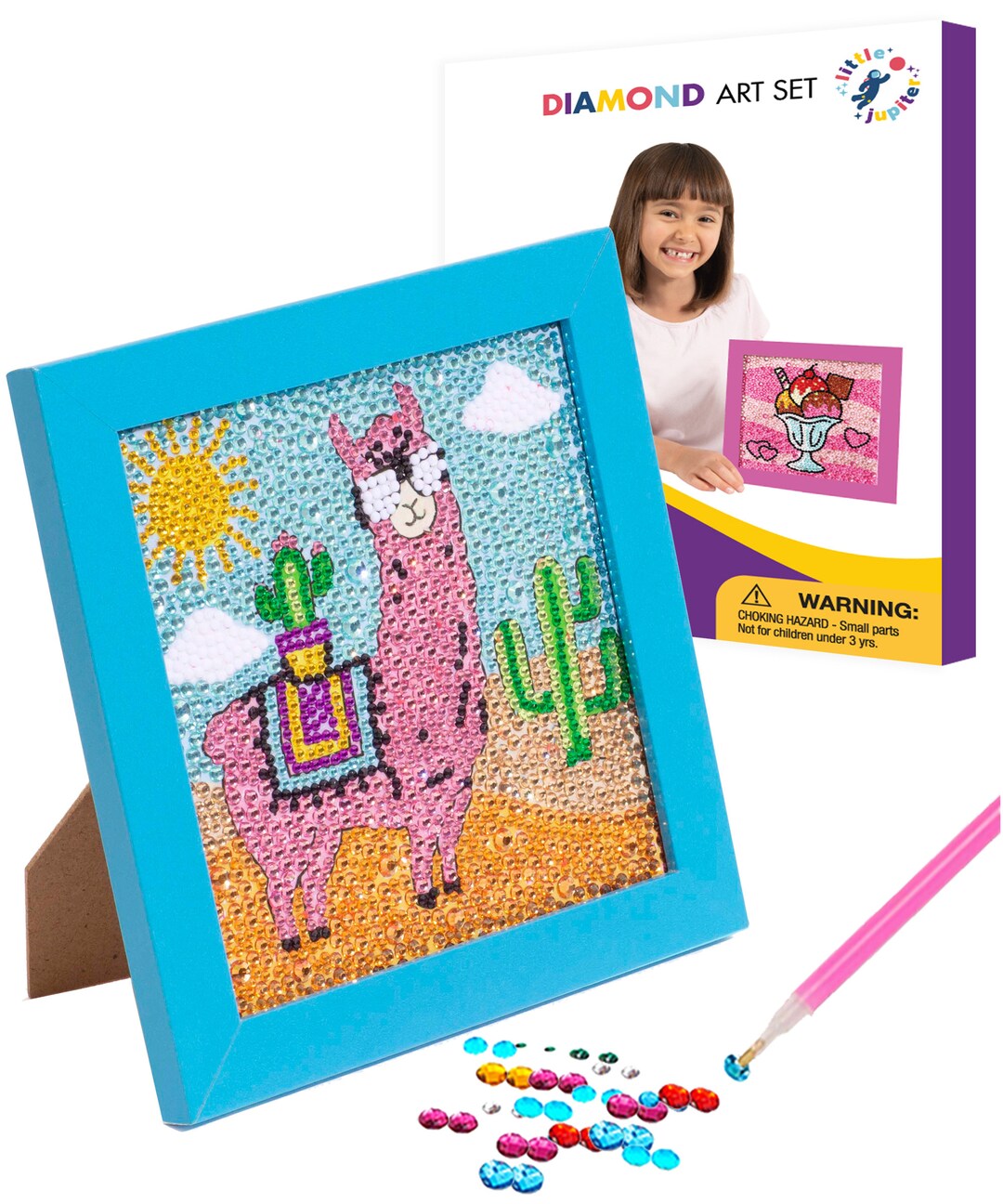 Llama Diamond Art Kits for Kids W/ 7 1/8" X 7 1/8" Frame - Diamond Art ...
