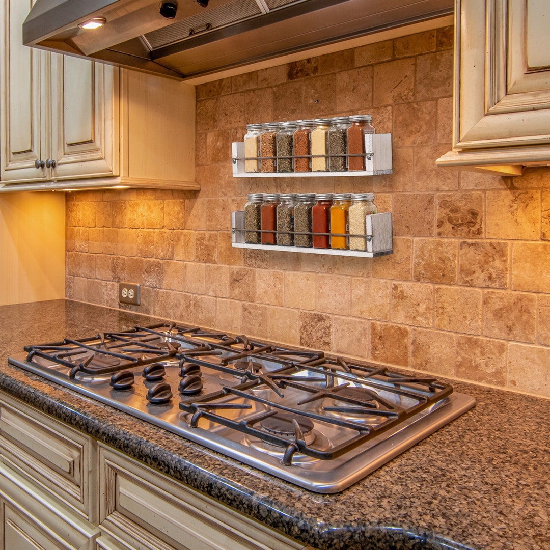 Farmhouse Kitchen Wall Mounted Spice Rack With 2 Shelves - Etsy
