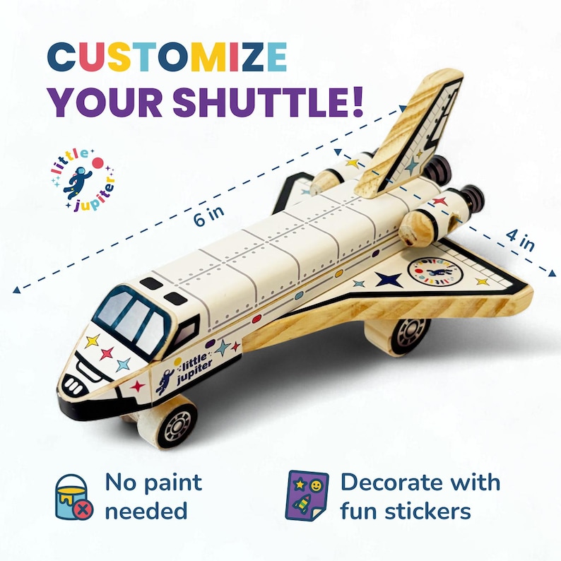 DIY Wooden Space Shuttle Kit: Kids' Woodworking Project With Stickers ...