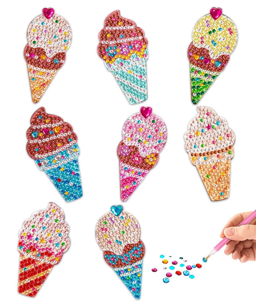 Diamond Art Ice Cream Magnets - Etsy