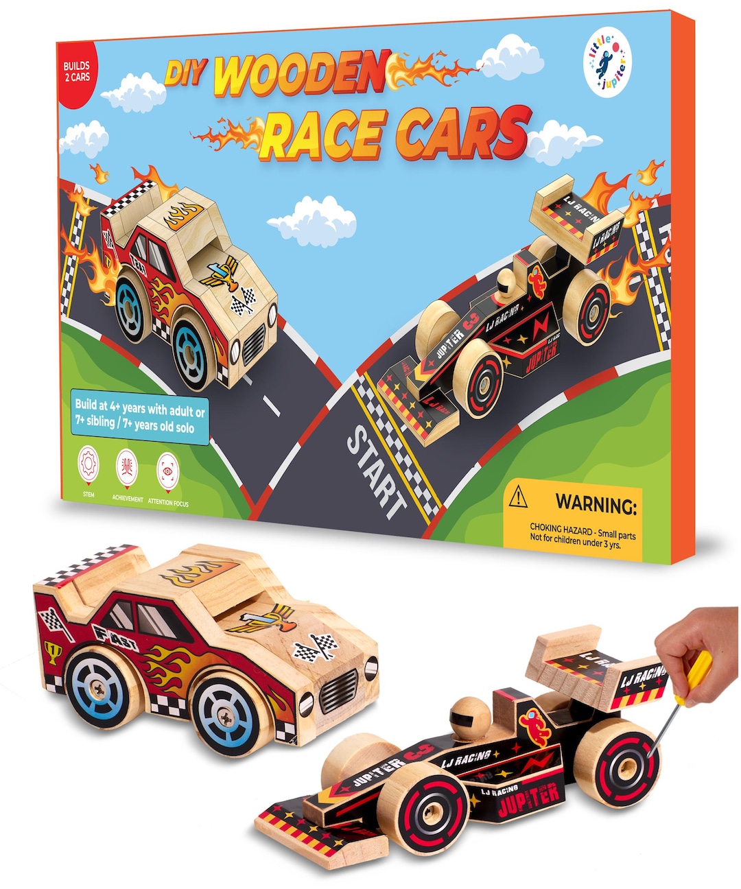 DIY Wooden Wood Race Cars With Stickers (2 in 1) Inspired by F1 and ...