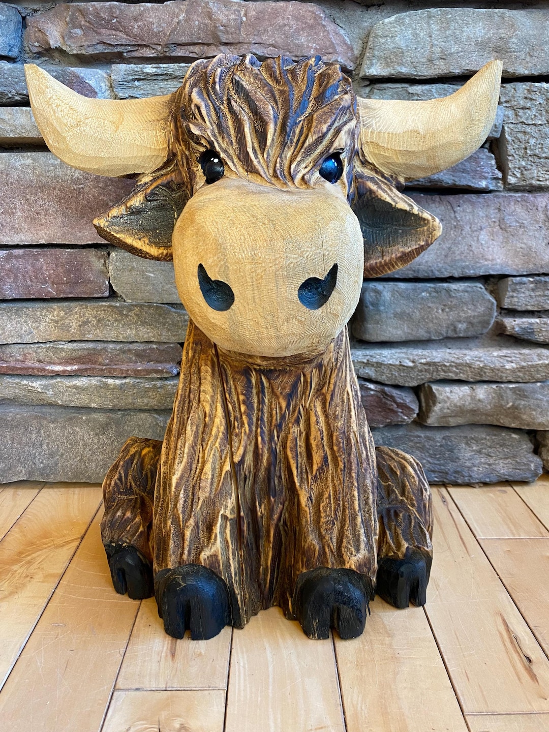 Highland Cow, Wood Chainsaw Carving, Home Decor, Farmhouse Decor - Etsy
