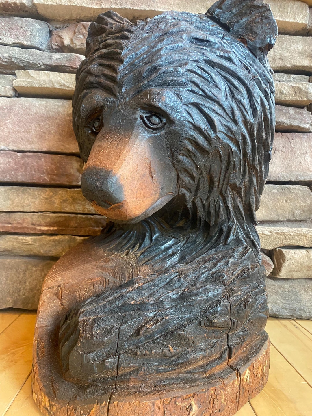 Bear Bust, Wood Chainsaw Carving, Home Decor, Cabin Decor - Etsy