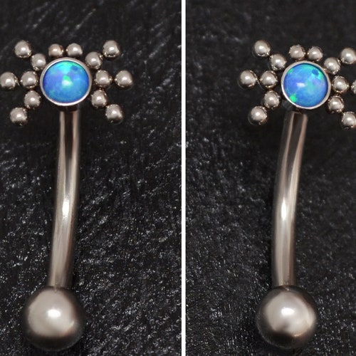 Opal Rook Piercing Titanium Rook Barbell Ring Implant Grade - Etsy