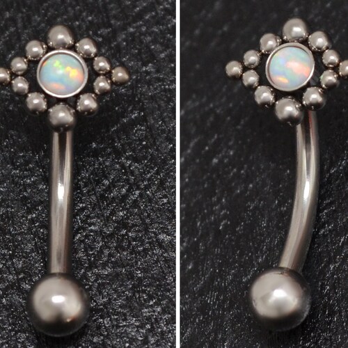 Opal Rook Piercing Titanium Rook Barbell Ring Implant Grade - Etsy