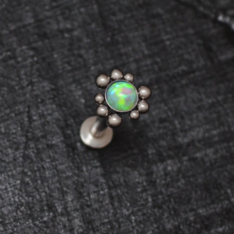 Opal Lip Labret Implant Grade Titanium Monroe Lip Ring - Etsy