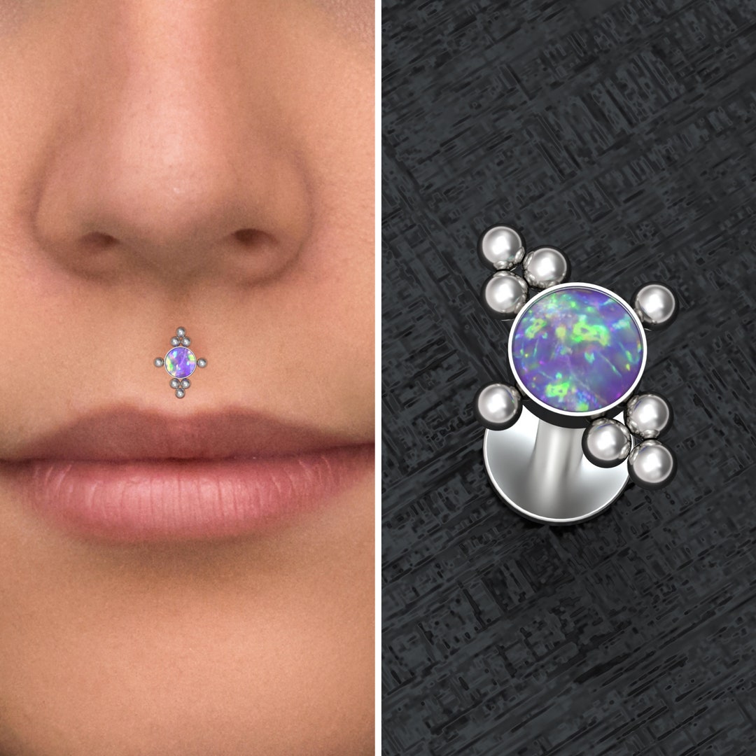Lip Ring Opal, Surgical Steel Lip Jewelry, Medusa Jewelry, Lip Stud ...