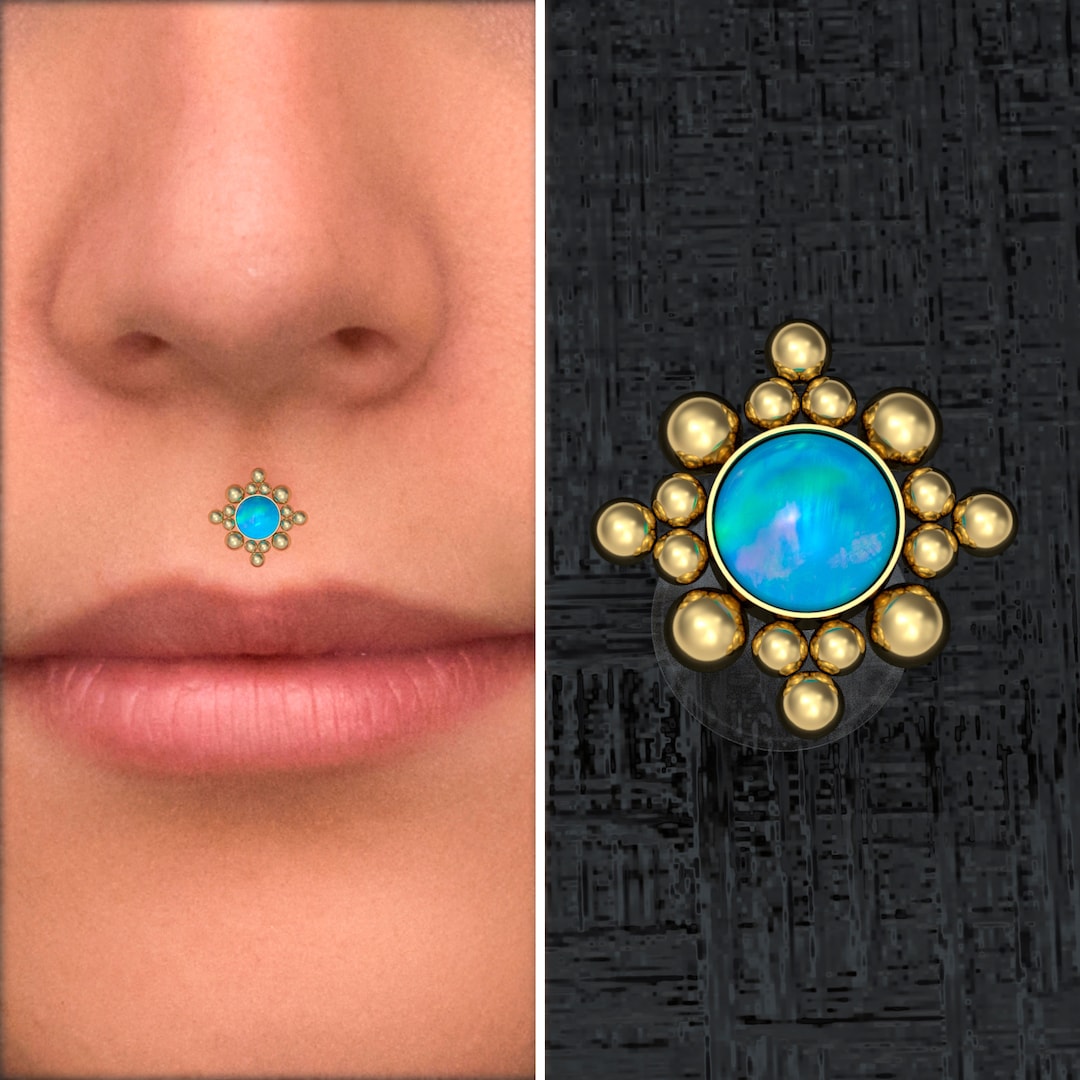 Lip Ring Opal, Bioflex Lip Jewelry, Medusa Jewelry, Lip Stud, Monroe ...