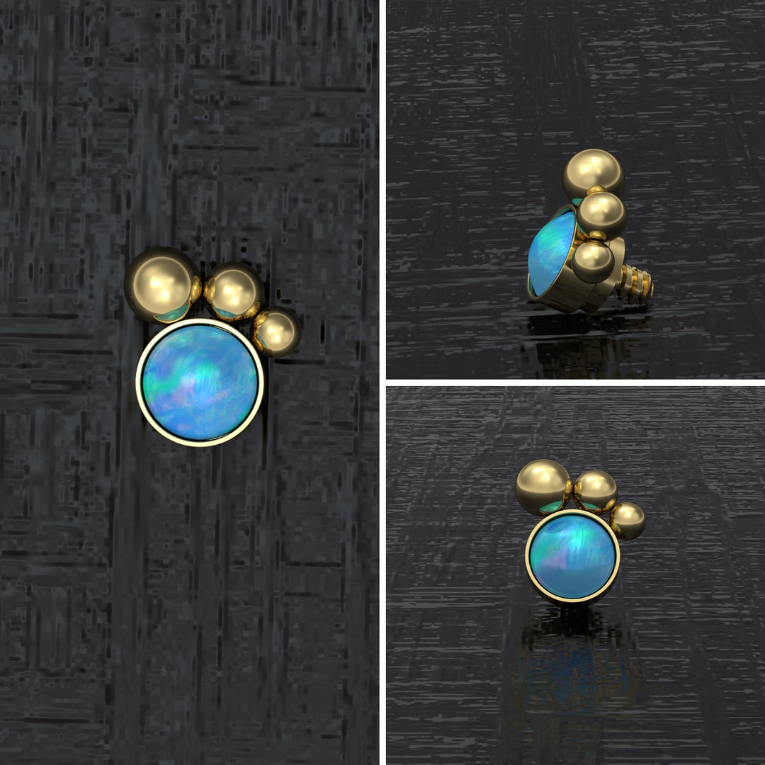 Opal Dermal Jewelry Surgical Steel, Dermal Top, Internally Threaded ...