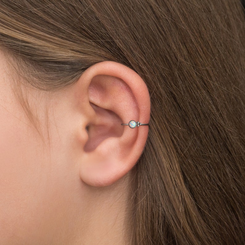 Titanium Tragus Earring Hoop Opal Cartilage Piercing Rook - Etsy