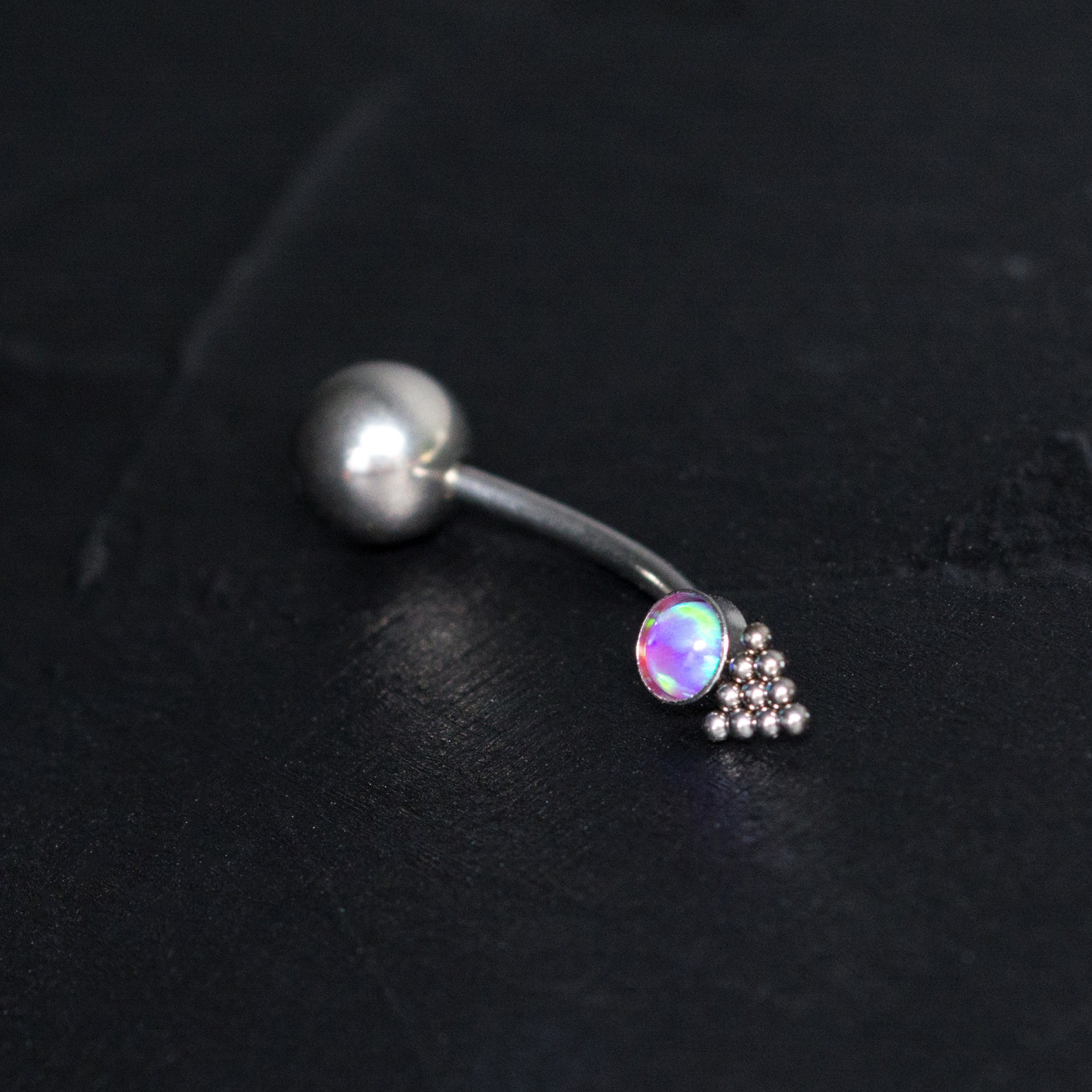 Titanium Belly Ring Opal Belly Button Ring 16g 14g Navel - Etsy