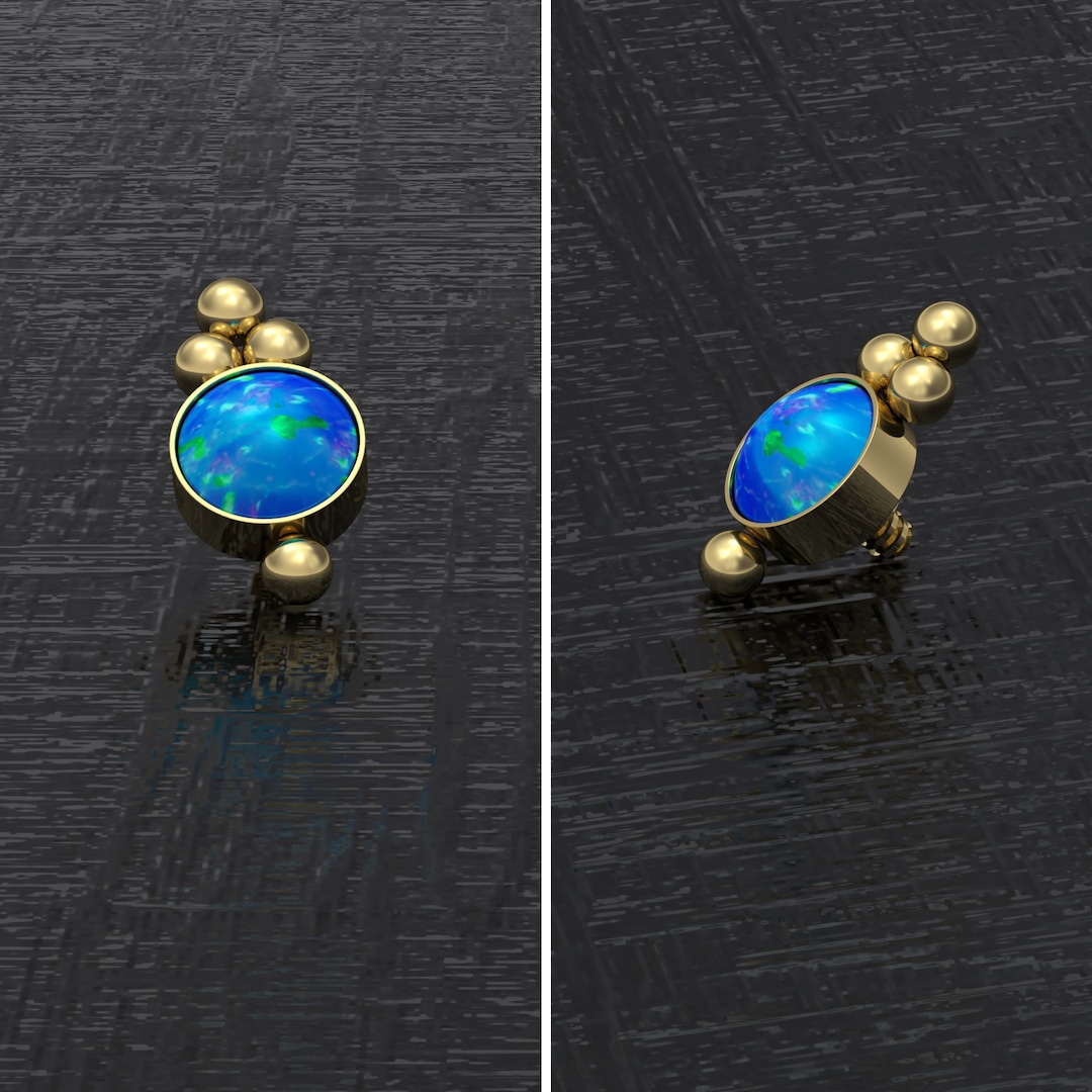 Surgical Steel Dermal Top Opal, Internally Threaded Dermal Jewelry 16g ...