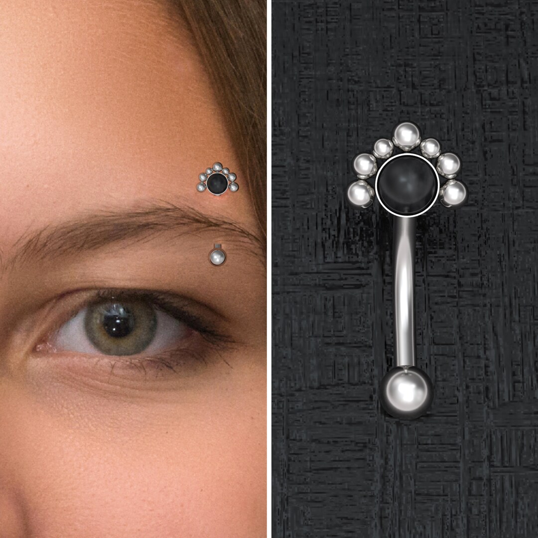 Surgical Steel Rook Earring Onyx Eyebrow Piercing 18g 16g - Etsy