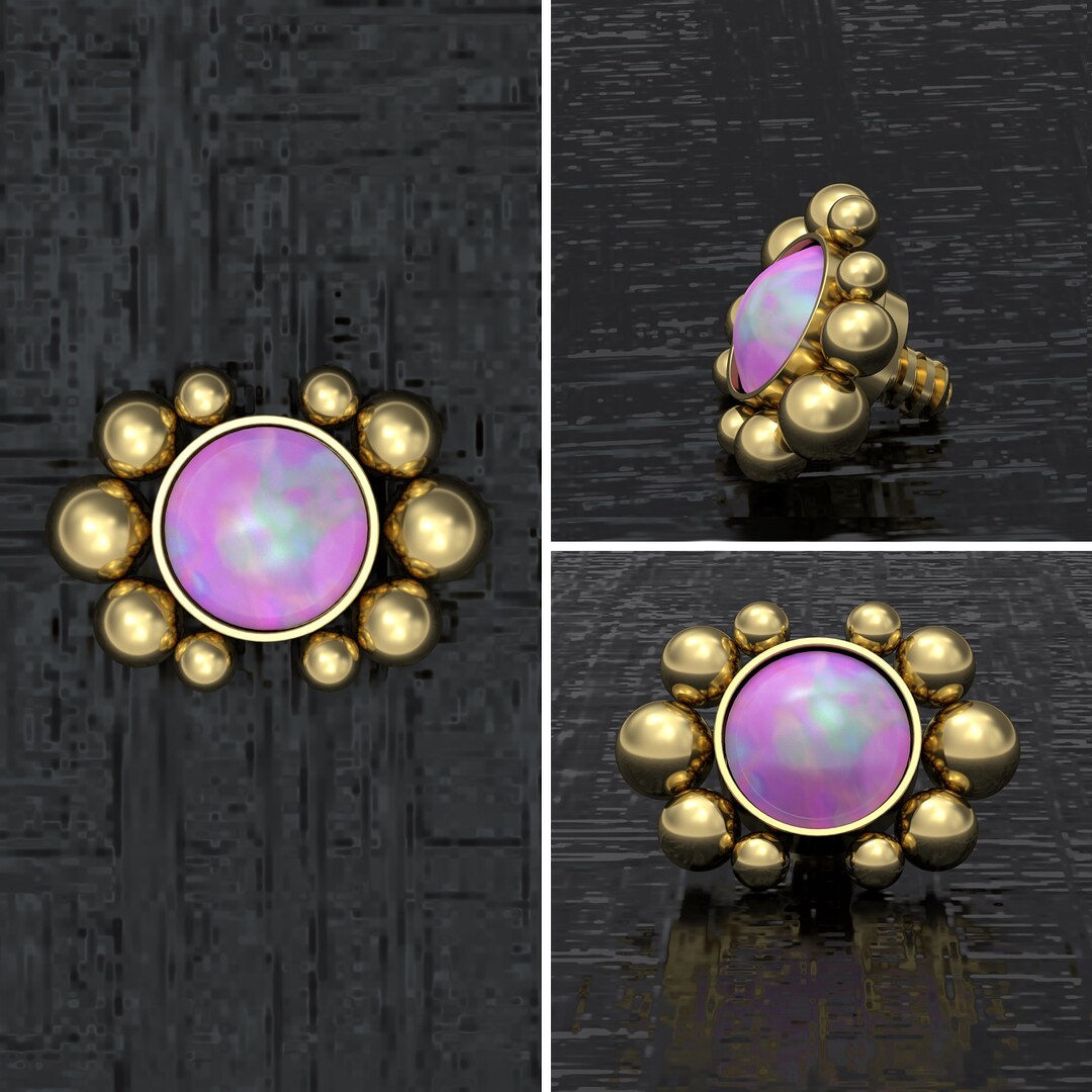 Opal Dermal Piercing Surgical Steel, Dermal Top, Internally Threaded ...