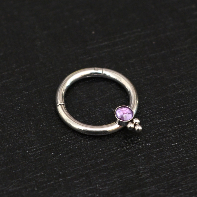 Titanium Daith Earring, CZ Septum Ring, Implant Grade Daith Clicker ...