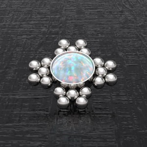 Internally Threaded Dermal Top Surgical Steel, Opal Dermal Piercing 16g ...