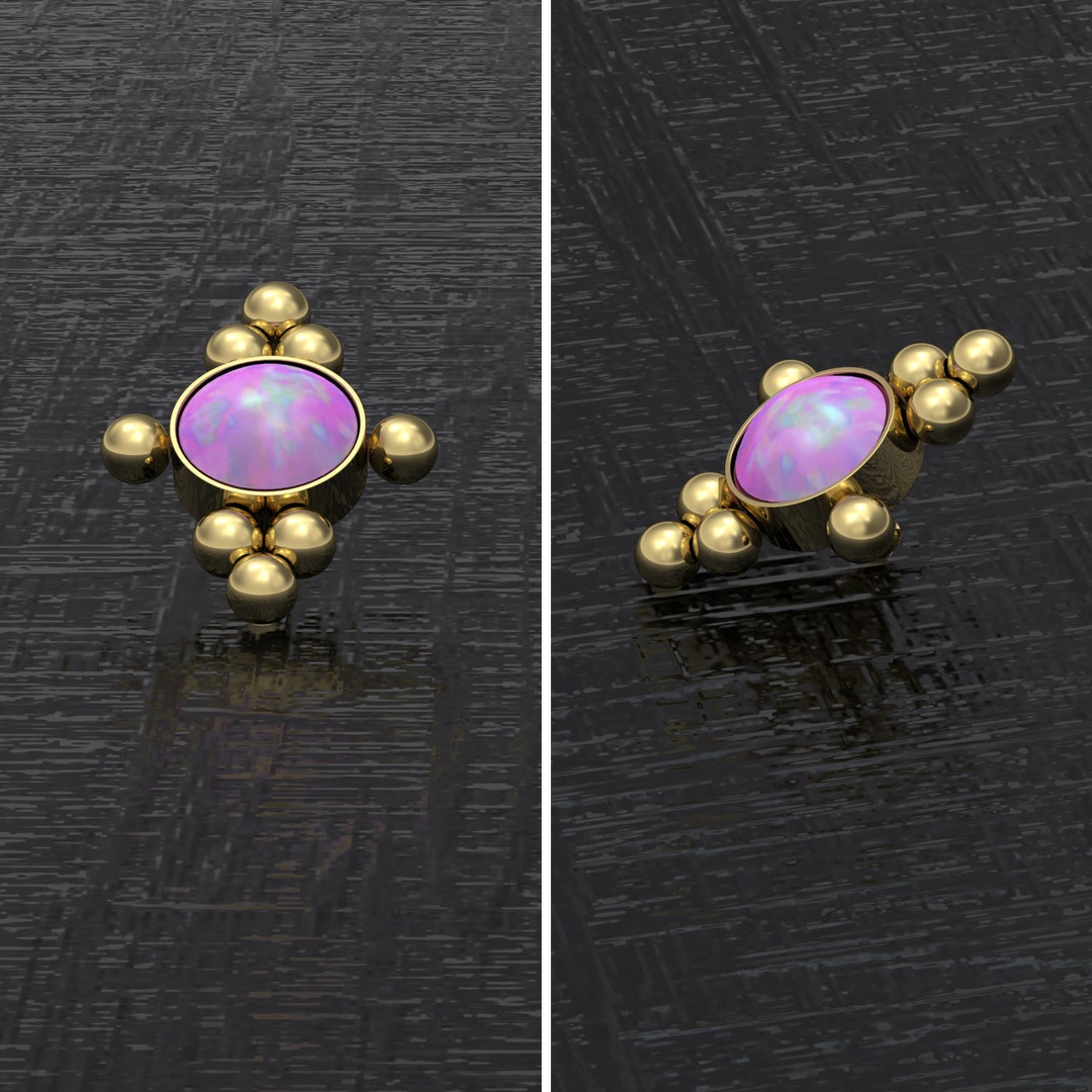 Internally Threaded Dermal Top Surgical Steel, Opal Dermal Piercing 16g ...