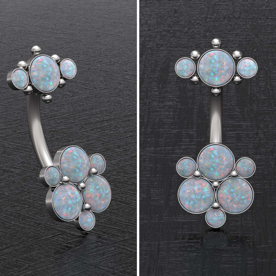 Surgical Steel Belly Ring Opal, Belly Button Ring 16g 14g, Navel ...