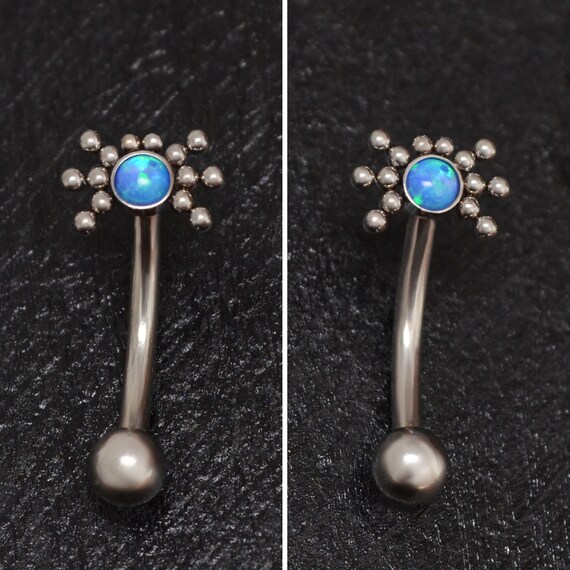 Opal Rook Piercing Titanium Rook Barbell Ring Implant Grade - Etsy