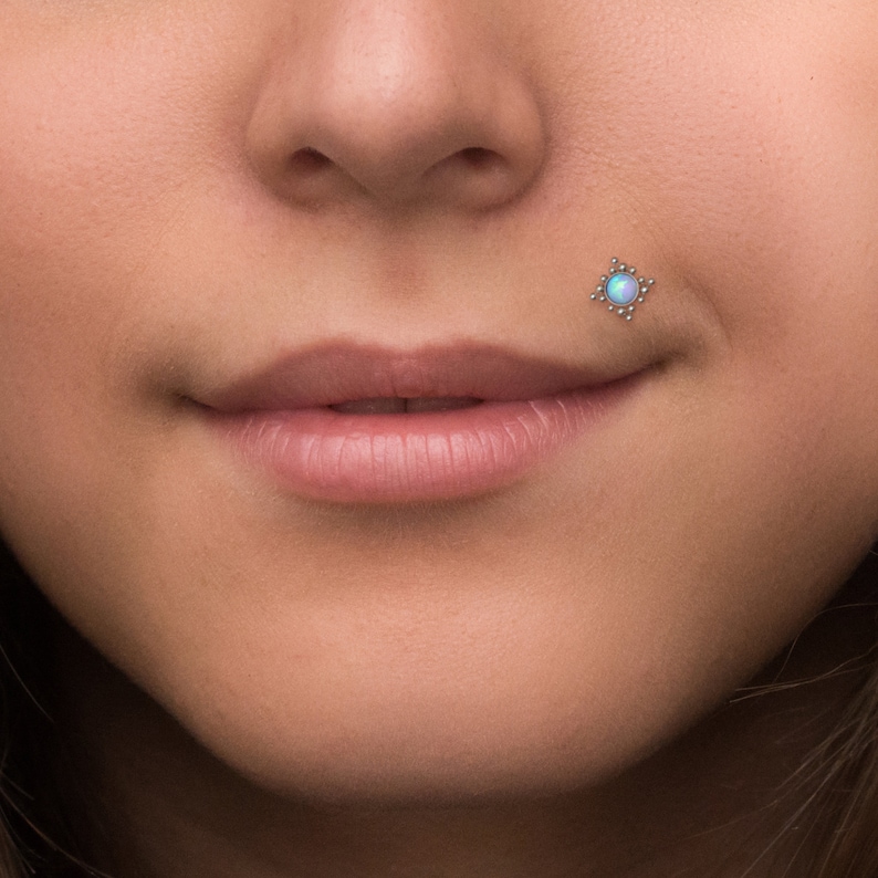 Opal Lip Piercing Titanium Implant Grade Medusa Labret Lip - Etsy