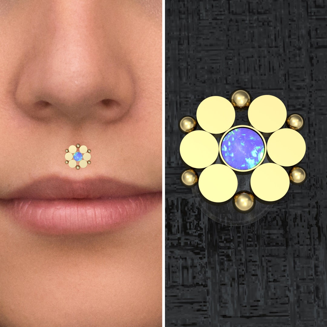 Opal Lip Labret, Medusa Piercing Bioflex, Labret Jewelry, Medusa Labret ...