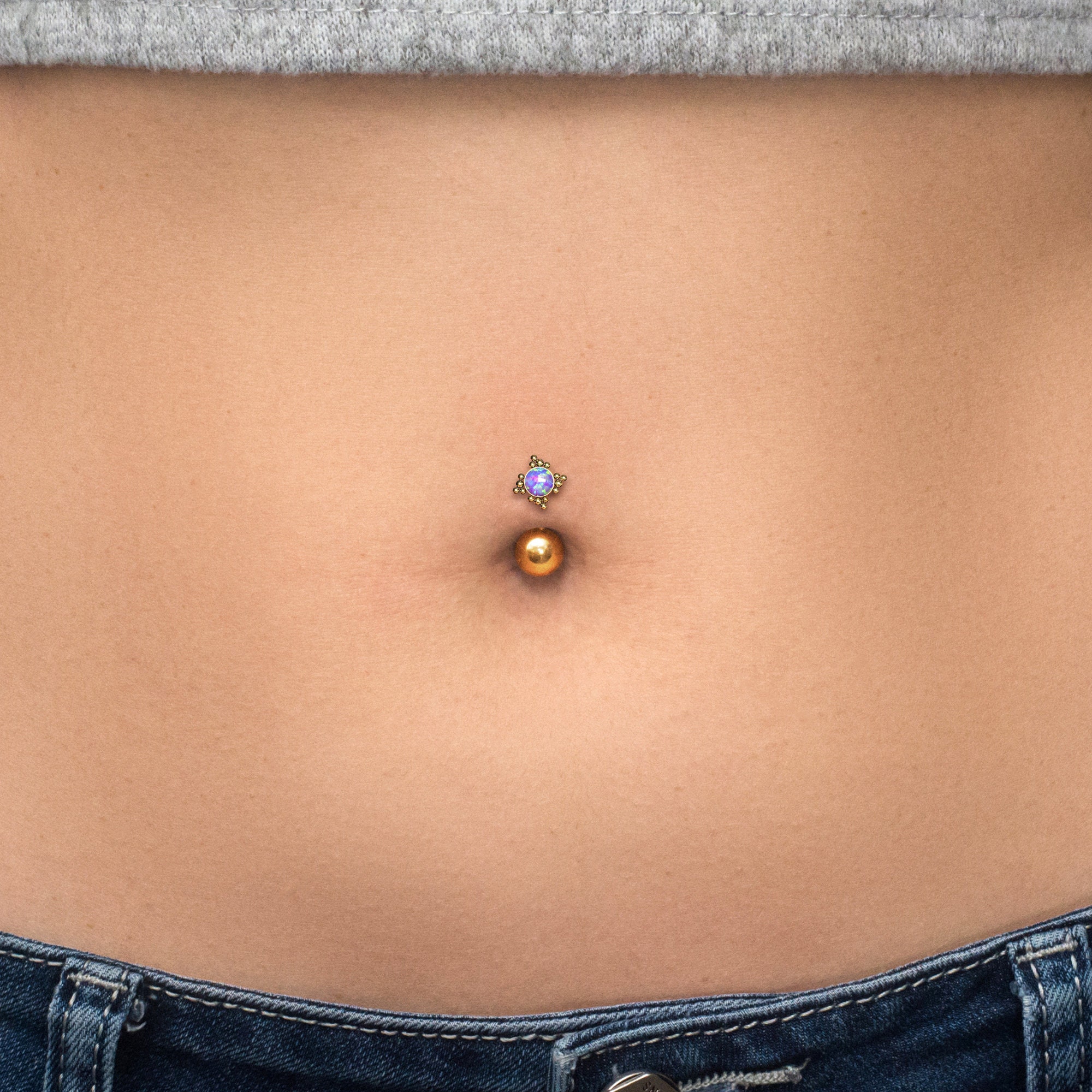 Navel Ring Surgical Steel Opal Belly Button Ring Navel Stud | Etsy