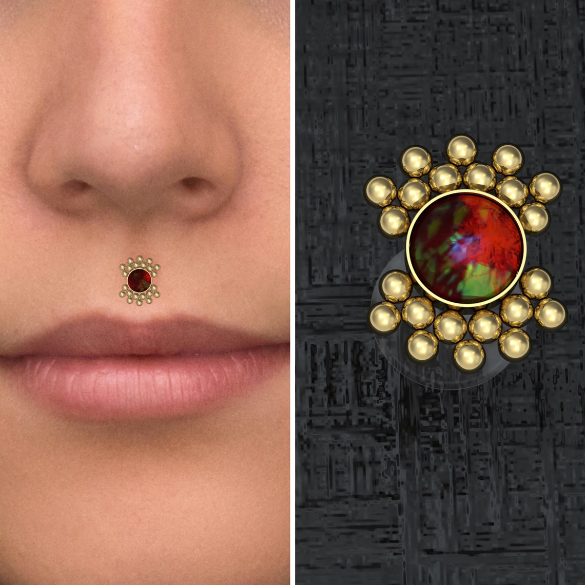 Bioflex Medusa Lip Piercing Opal Lip Jewelry Monroe Lip Stud | Etsy