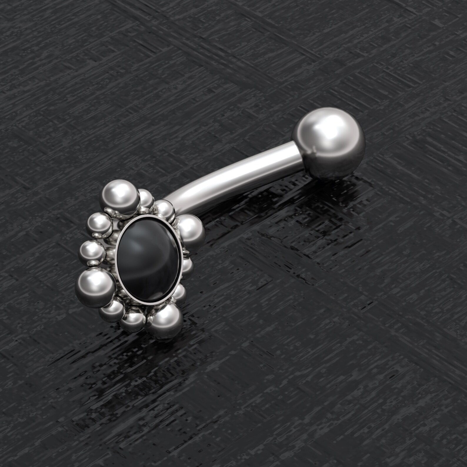 Onyx Eyebrow Jewelry Surgical Steel Rook Piercing Curved | Etsy