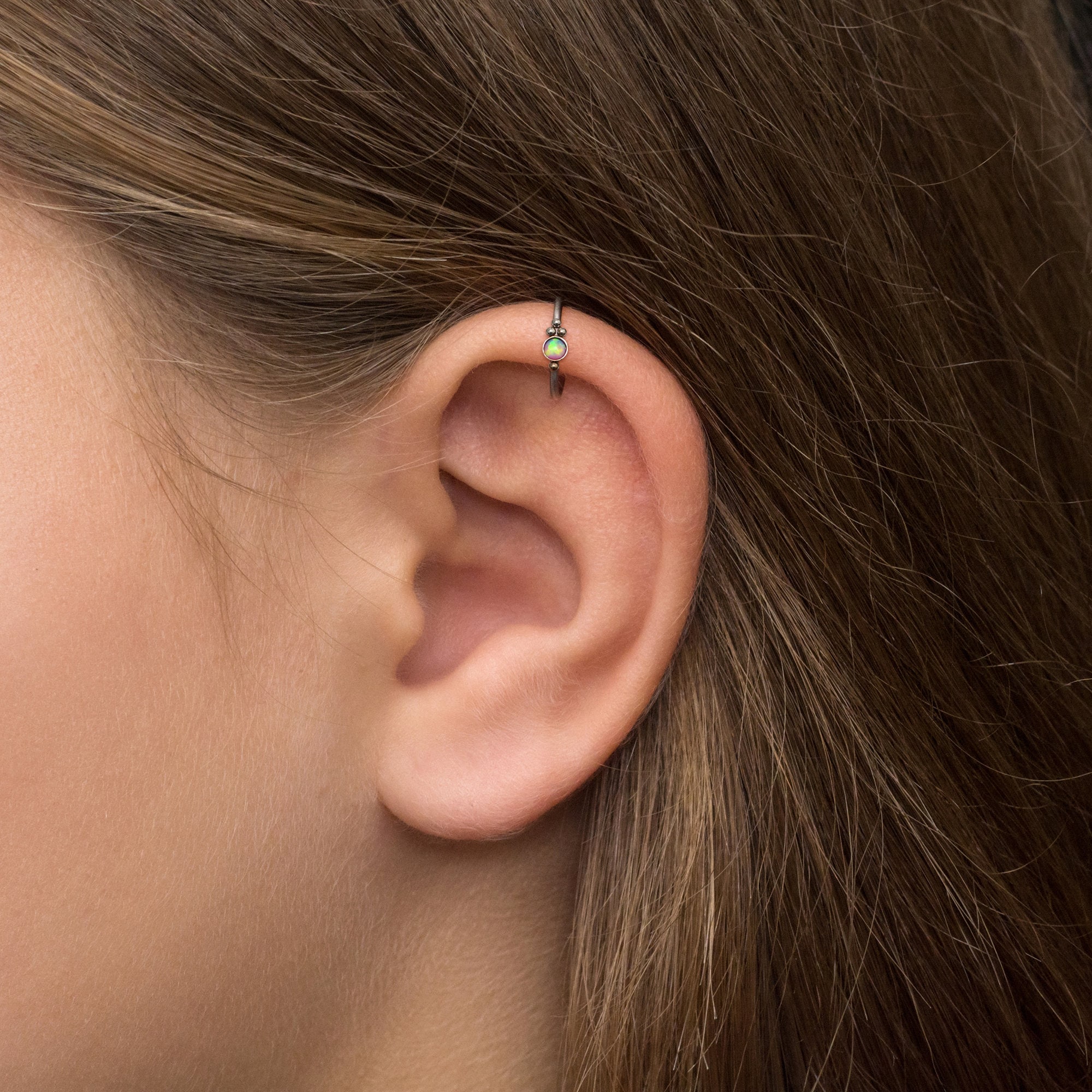 Titanium Tragus Earring Hoop Opal Cartilage Piercing Rook | Etsy