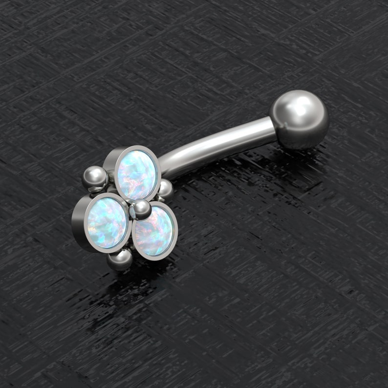 Opal Rook Piercing Titanium Rook Barbell Ring Implant Grade | Etsy