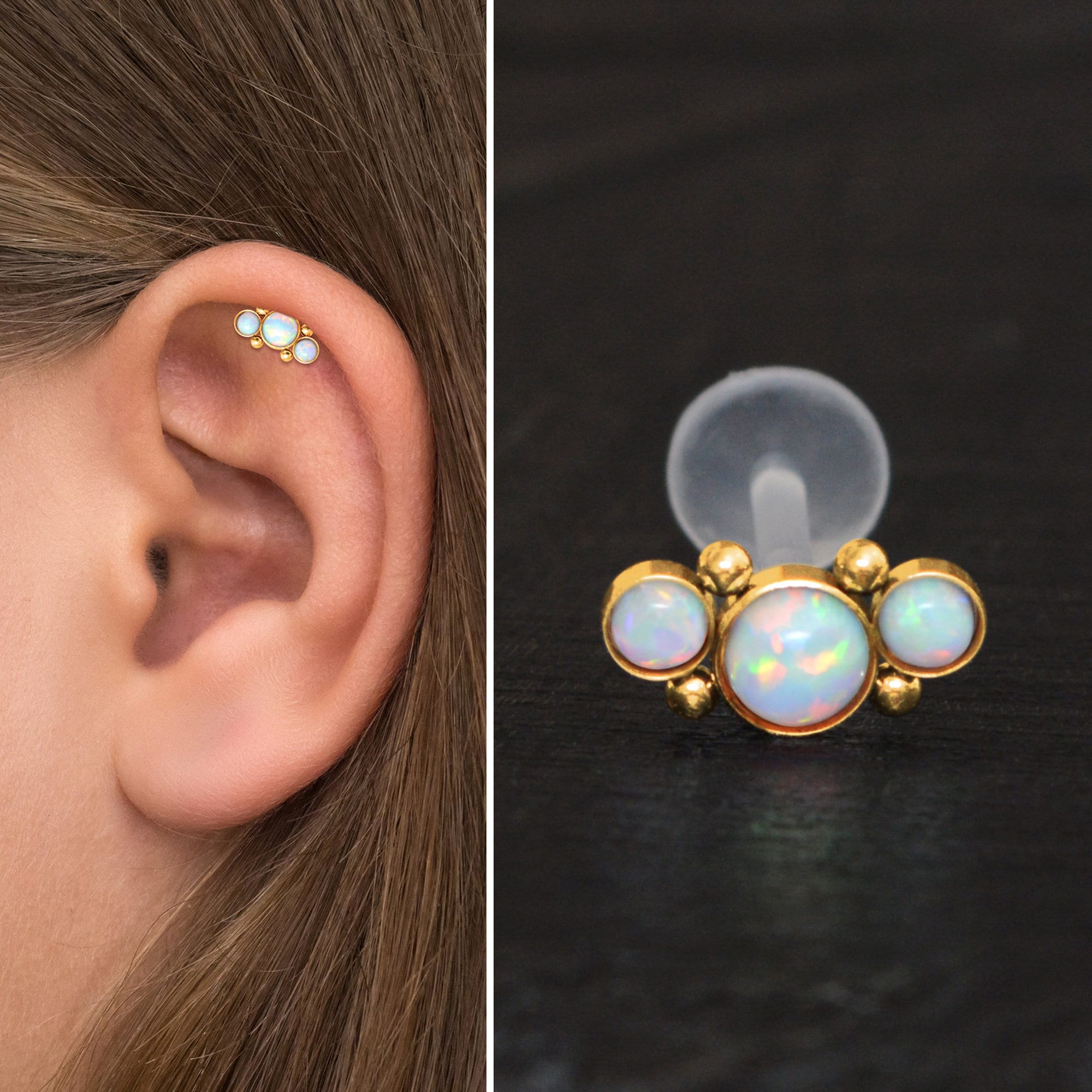 Cartilage Curved Bar Earring Bioflex Opal Helix Curved - Etsy
