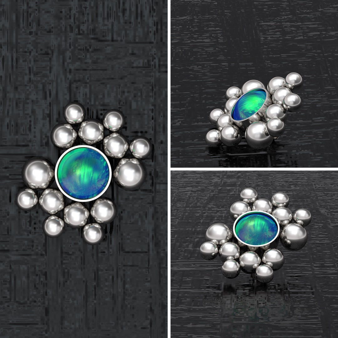 Internally Threaded Dermal Top Surgical Steel, Opal Dermal Piercing 16g ...