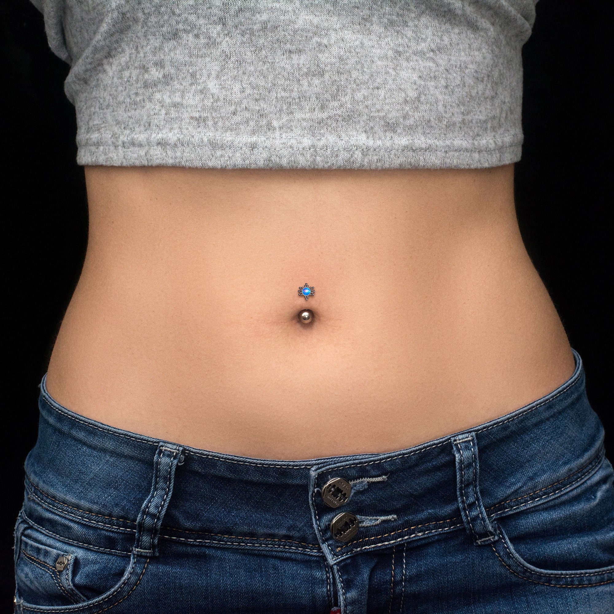 Belly Ring Opal Belly Button Stud Surgical Steel Navel Bar | Etsy