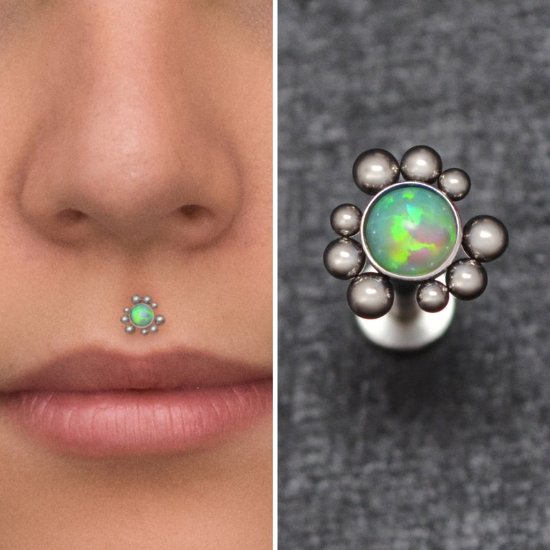 Opal Lip Labret Implant Grade Titanium Monroe Lip Ring - Etsy