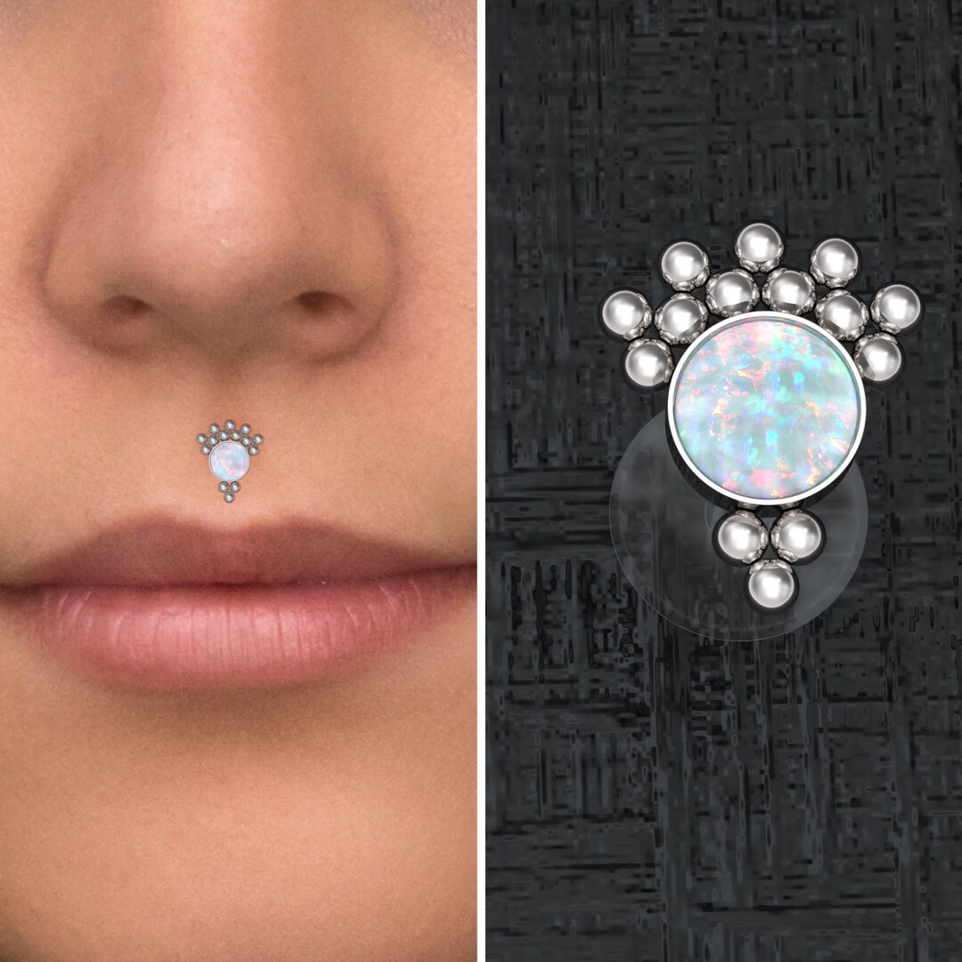 Opal Lip Labret, Medusa Piercing Bioflex, Labret Jewelry, Medusa Labret ...