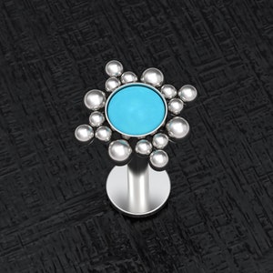 Turquoise Lip Labret, Medusa Piercing Surgical Steel, Labret Jewelry ...