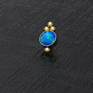 Surgical Steel Dermal Top Opal, Internally Threaded Dermal Jewelry 16g ...