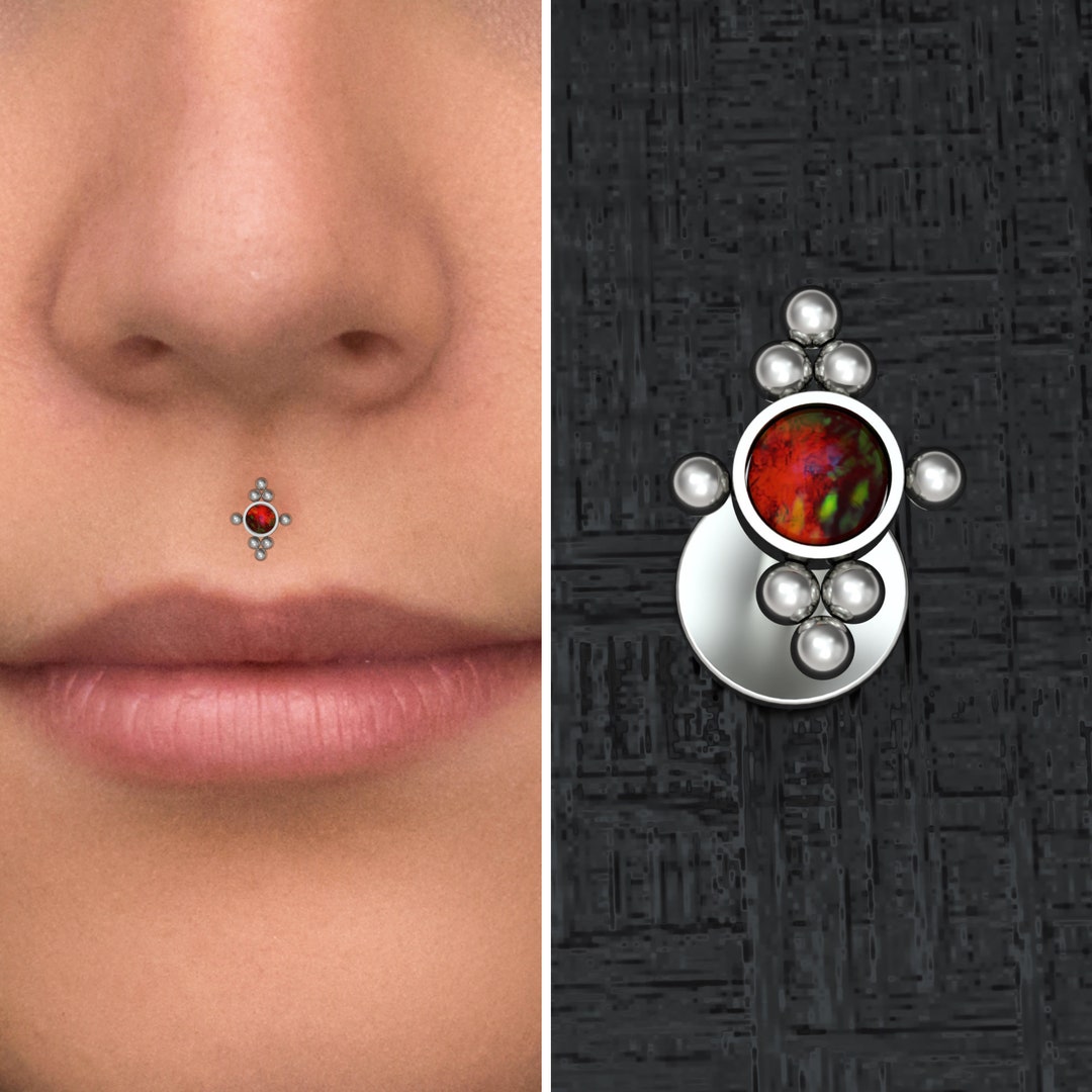 Titanium Lip Ring Opal, Implant Grade Lip Jewelry, Medusa Jewelry, Lip ...