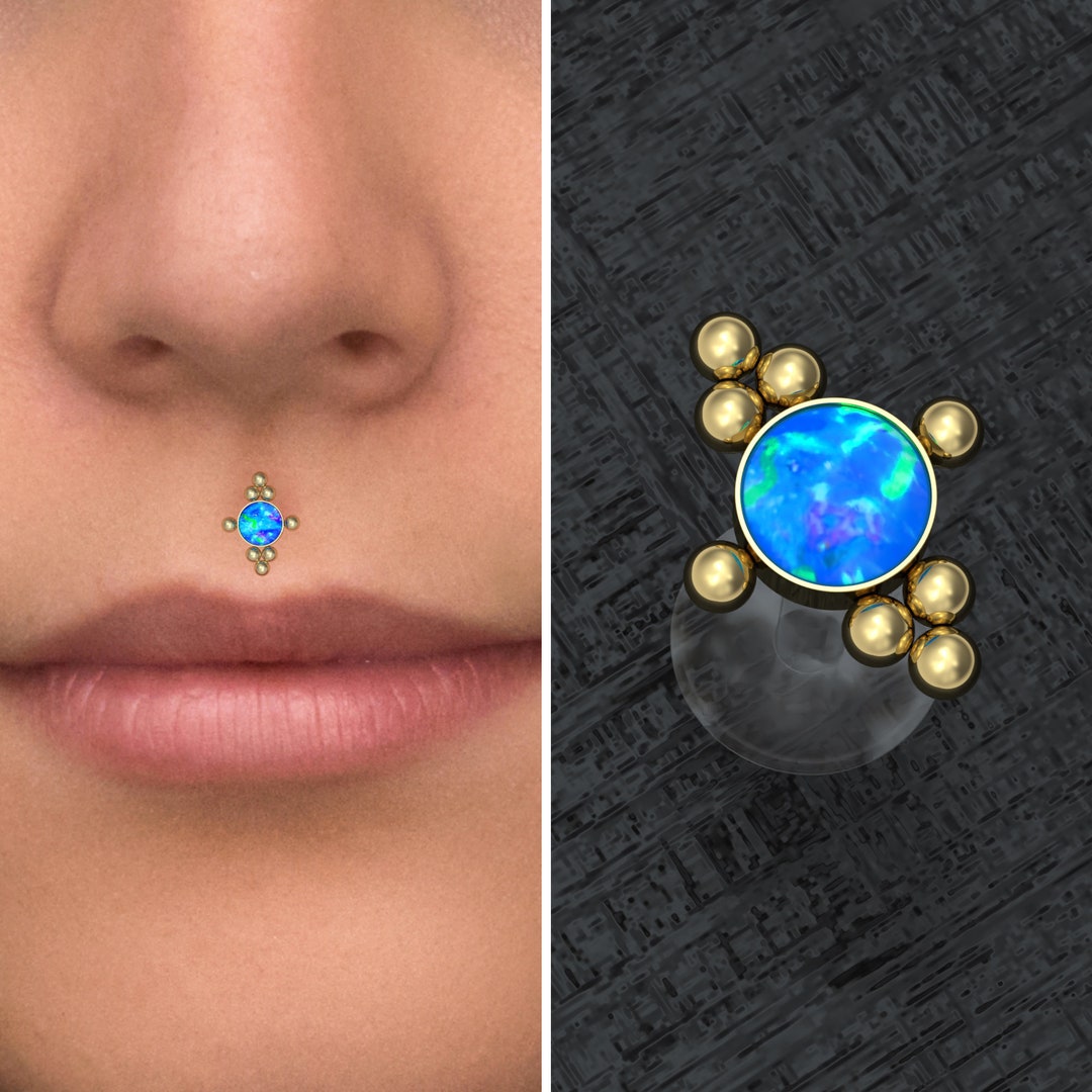 Bioflex per piercing al labbro opale, Medusa Labret, anello per labbra ...