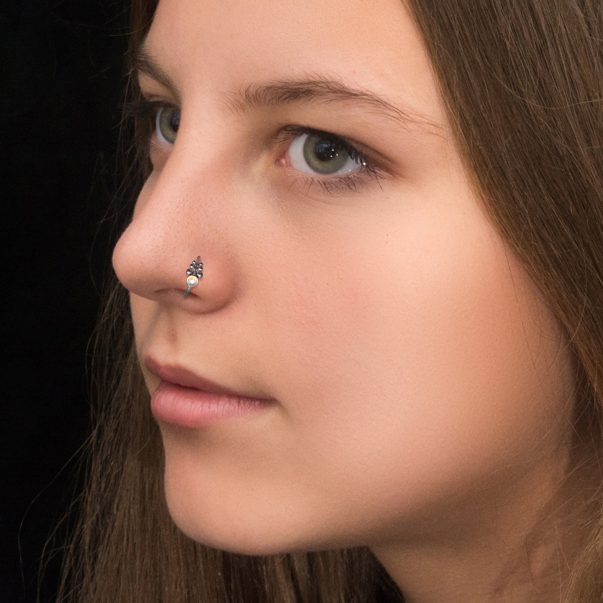 CZ Nose Ring Titanium Implant Grade Nose Piercing 22g 20g | Etsy