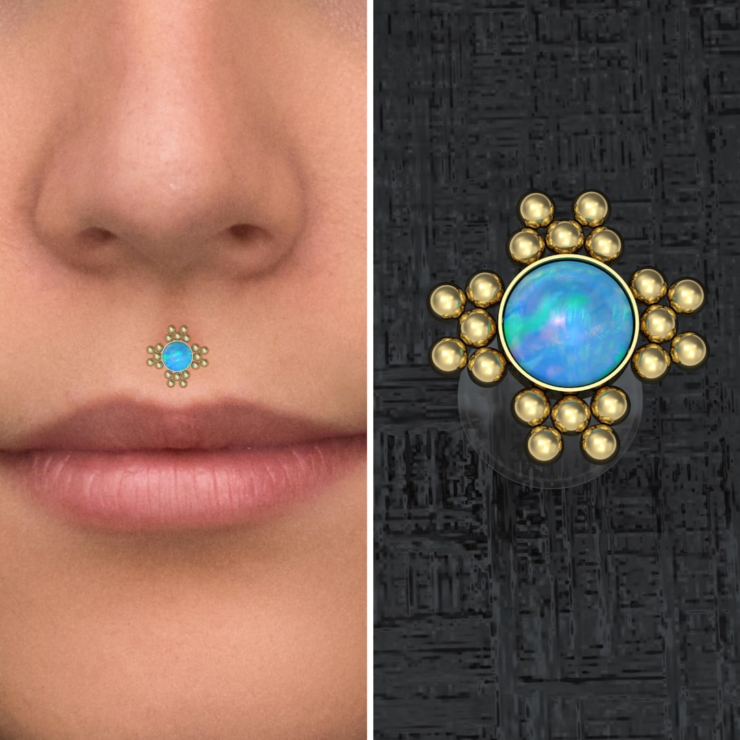 Opal Lip Labret Bioflex Monroe Lip Ring Medusa Jewelry - Etsy