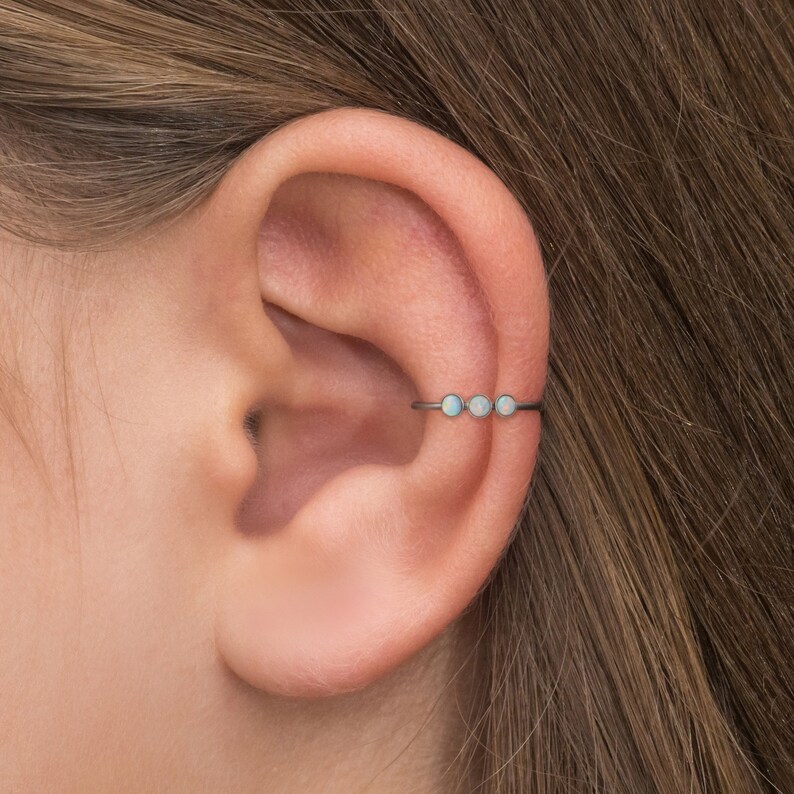 Titanium Conch Piercing Opal Tragus Hoop 18g 16g Cartilage - Etsy